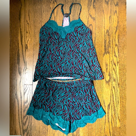 Macy's | Intimates & Sleepwear | Zebra Print Jersey Knit Cami Set Lace ...